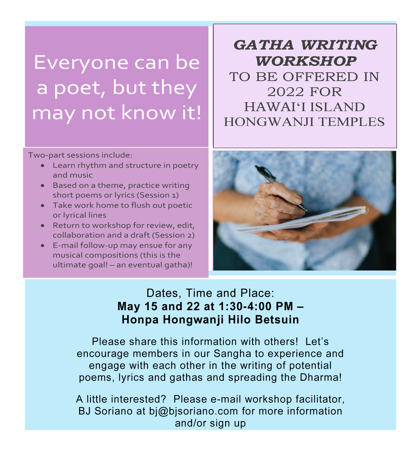 👥🎫 Gatha Writing Workshop – Buddhist Study Center